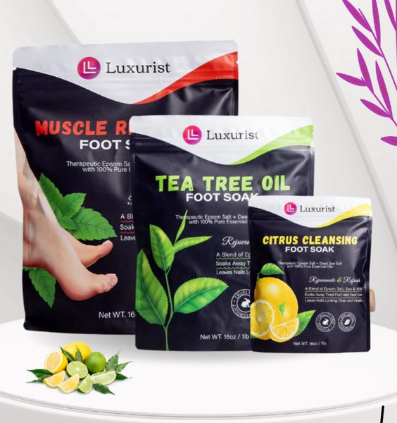 Triple Pack - Tea Tree, Muscle Recovery & Citrus Cleansing Foot Soak | Luxurist – luxurist.ae